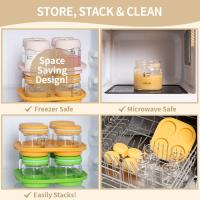 China FDA/LFGB Certified Baby Food Container Glass Set with Soft Silicone Air Tight Lids for sale
