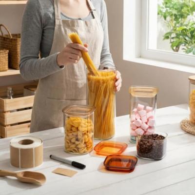 China Mass Production Multi-Size Borosilicate Glass Canisters Sets for the Kitchen & Pantry food storage jar for sale