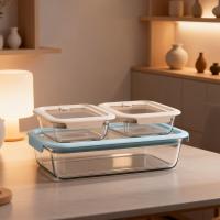 China IKOO Plastic Free Borosilicate Glass Food Storage Containers with Lids Bulk Deal for sale