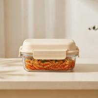 China Stackable Glass Lunch Box with 950ml and 1050ml Capacity Microwave Safe and Leak-Proof Bento Box for sale
