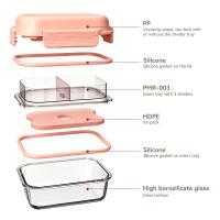 China Leak Proof 1050ml Glass Food Storage Containers with Glass Lid for Home Goods Store for sale