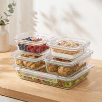 China 940ml odor & stain free leak proof glass food storage containers with negative pressure lid for large chain supermarket for sale