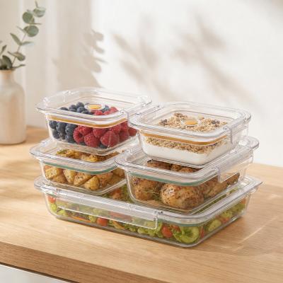 China 940ml odor & stain free leak proof glass food storage containers with negative pressure lid for large chain supermarket for sale