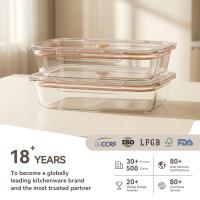 China 940ml odor & stain free leak proof glass food storage containers with negative pressure lid for large chain supermarket for sale