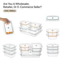China 940ml odor & stain free leak proof glass food storage containers with negative pressure lid for large chain supermarket for sale