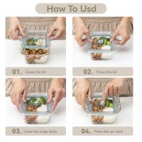 China 940ml odor & stain free leak proof glass food storage containers with negative pressure lid for large chain supermarket for sale