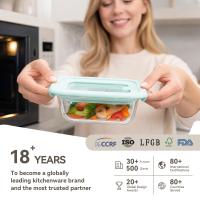 China Customized logo durable freezer to oven borosilicate glass food storage container with Space-saving design for home goods store for sale