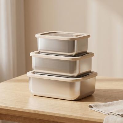 China Modern Minimalist Design Premium Grade Rectangular Glass and Stainless Steel Storage Containers for High-end Home & Kitchen Retailers for sale