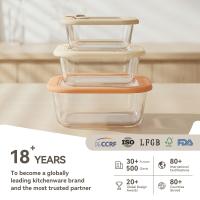 China Microwave Safe and Leak-Proof Glass Food Storage Container with Plastic Free Glass Lid for sale