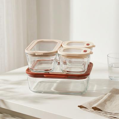 China Borosilicate Glass Food Storage Containers with Glass Lids for Cross-Border E-commerce & Online Distributors for sale