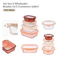 China Unique Color Microwave Safe Glass Containers With Glass Lids For Grocery Chains & Private Label Distributors for sale