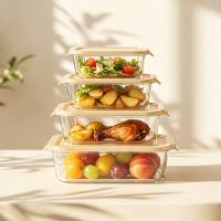 China Morden Minimalist Microwave Safe Glass Food Containers For Kitchen Organization & Storage Niche Brands for sale