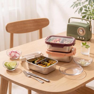 China Leak-proof Stainless Lunch Box Microwave Safe With Divider For Outdoor , Camping & Meal Prep Distributors for sale