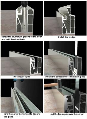 China Frameless Glass Fence Outdoor U Channel Aluminum Exterior Glass Railing System With LED Light Balcony Balustrade Glass for sale