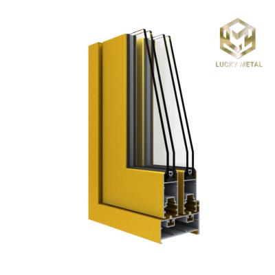 China Powder Coated Aluminium Door Frame Profile With Multi-Chamber Design for sale