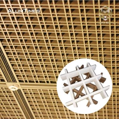 China Modern Mall Hall Supermarket Aluminum Grid Ceilings Open Cell Metal Grille Ceiling Designs Suspended Ceiling for sale