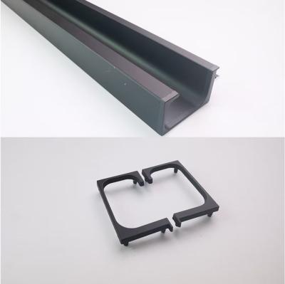 China Black U Channel Aluminium Kitchen Cabinet Profile with End Caps for sale