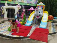 China Bright Colors Little Cartoon Water Slide Customized Logo For Water Park for sale