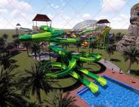 China 12m Tower Height Swimming Pool Water Slides Spray Up Pool Spiral Slide for sale