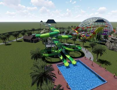 China 12m Tower Height Swimming Pool Water Slides Spray Up Pool Spiral Slide for sale