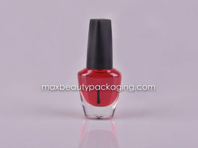 China matte black nail polish cap 12ml nail polish bottle flat brush plastic cosmetic nail polish packaging for sale