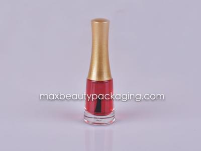 China UV coating metallic gold nail polish cap 11ml nail polish bottle flat brush plastic cosmetic nail polish packag for sale