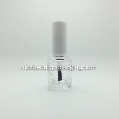 China injection white color round straight nail polish cap 14ml square nail polish bottle flat brush nail polish packaging for sale
