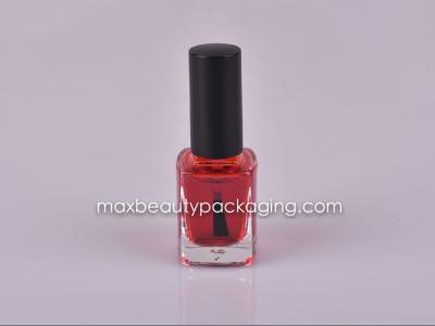 China shiny black nail polish cap flat brush square nail polish bottle 11ml nail polish plastic cosmetic packaging for sale