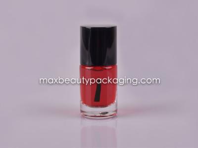 China shiny black round straight nail polish cap 11ml nail polish bottle flat brush nail polish plastic cosmetic packaging for sale
