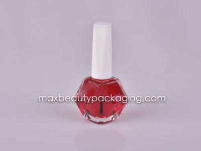 China white color injection nail polish cap 13ml nail polish diamond shape bottle nail polish packaging flat brush for sale