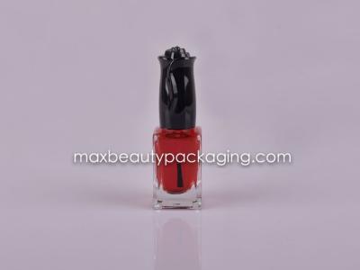 China uv coating shiny black flower shape nail polish cap13ml nail polish bottle flat brush nail polish packaging for sale