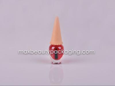 China ice cream shape nail polish cap 9ml nail polish bottle nail polish plastic cosmetic packaging nail polish flat brush for sale