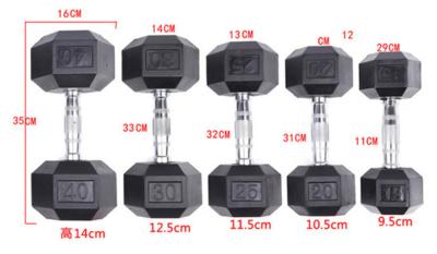 China rubber coated hexagon dumbbell, hexagon rubber dumbbells, hexagon rubber weights for sale