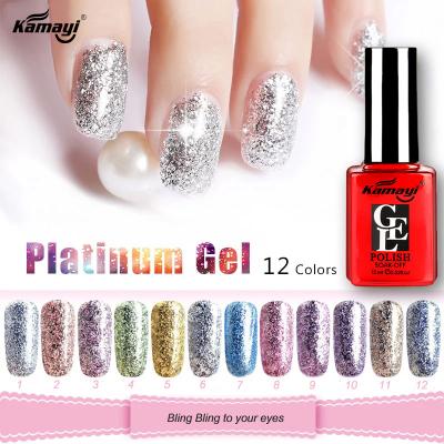 China UV LED Lacquer Soak Off Bling Platinum Gel Nails for sale