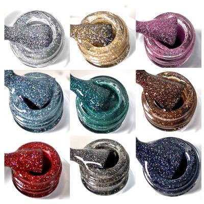 China Auroras Reflective Glitter Disco Gel Polish Effect Soak Off UV Nail Gel for sale