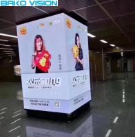 China Custom Column LED Curtain Display Indoor Advertising Seamless 90 Degree for sale