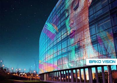China Transparent LED Screen 5500 nits Outdoor Video Wall High Transparency 5x8mm Pitch for Glass Window Advertising for sale