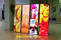 China Indoor Full Color LED Poster Display P2.5 28kg 35mm Slim with Base and Wheel for sale