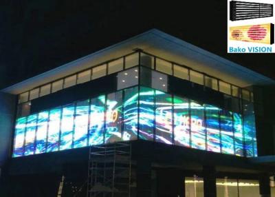 China IP65 Waterproof Outdoor Transparent LED Screen 10000cd Brightness 70% Transparency Front Rear Servicing for sale