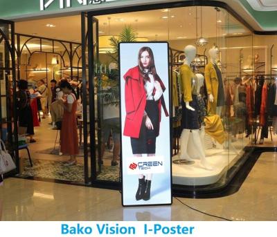 China P2.5 Indoor LED Poster Display 28kg 35mm Ultra Slim Full Color with Base Wheels for Advertising for sale