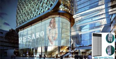 China Slim Lightweight Transparent LED Screen 6500 Nits 31.25mm Pitch for Glass Curtain Wall for sale