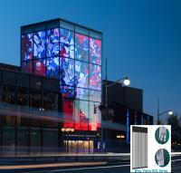 China IP67 Waterproof Glass Wall LED Display 6500 Nits Aluminum See Through Screen 500x1000mm for sale