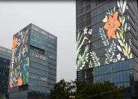 China Fixed Installation Transparent LED Screen P35mm 1R1G1B Outdoor Advertising Curtain 5000nits for sale