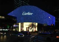 China IP67 Transparent LED Curtain Mesh Billboard Outdoor Building Advertising Screen 25mm Pitch 7500nits for sale