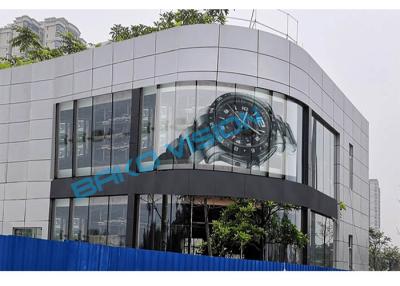 China P10 Outdoor IP65 Transparent LED Display SMD 3840Hz RGB 5500 Nits Glass Video Wall for sale