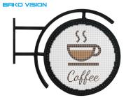 China Double Sided Outdoor LED Display Sign 600x600mm Full Color Round Logo Wall Hanging IP65 for sale