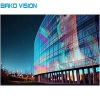 China P10 P16 Glass Outdoor Transparent LED Screen 60-80% Permeability Wide Viewing Angle for sale