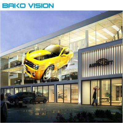 China P10 P16 Glass Outdoor Transparent LED Screen 60-80% Permeability Wide Viewing Angle for sale