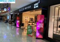 China P3 Indoor Moveable LED Poster Display Full Color 3mm Pitch 192x640 Resolution with Base Wheels for sale