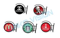 China Outdoor Round LED LOGO Sign P4.68mm Double-Sided Display WiFi USB 4G Control for Store Bar for sale